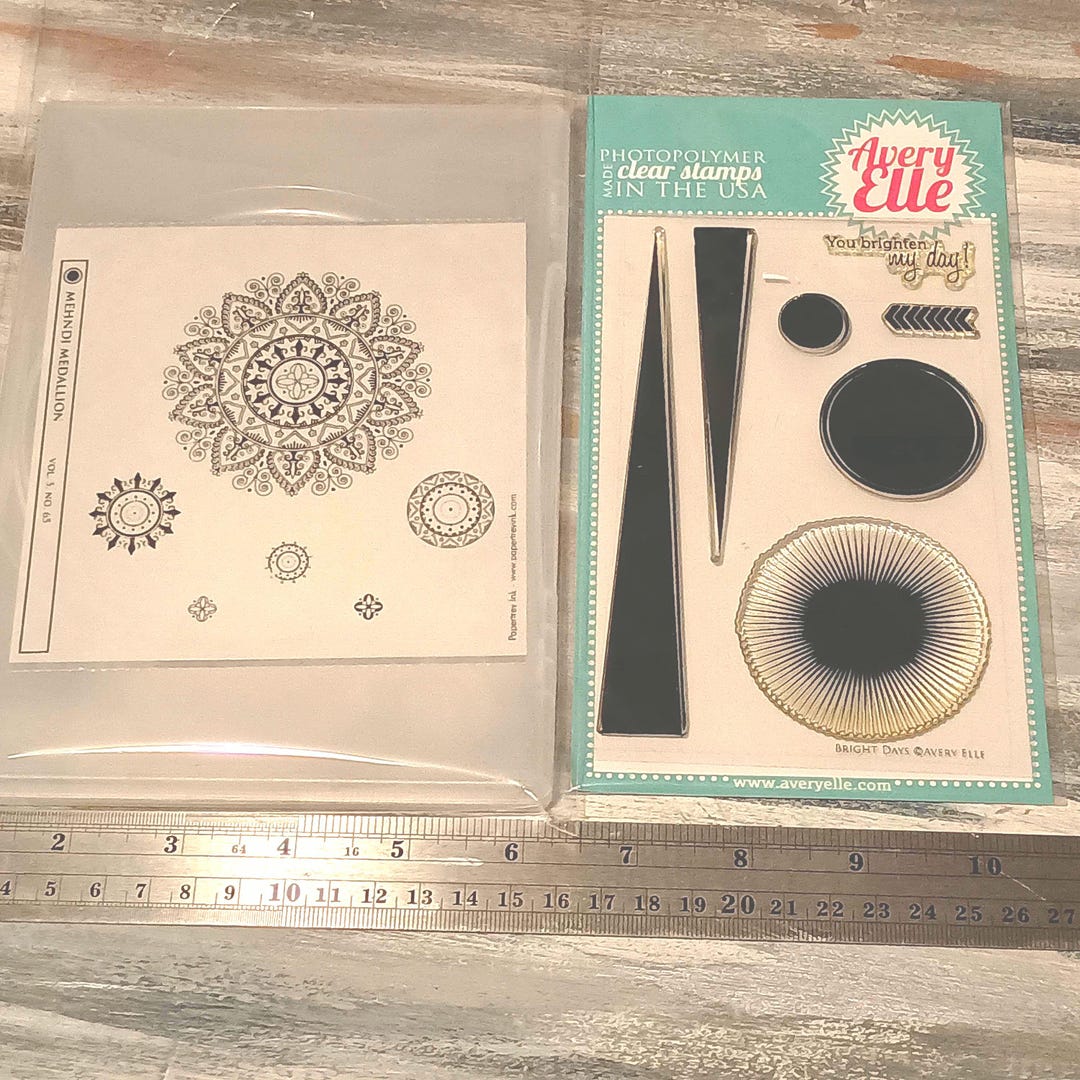 Awesome Mehndi Mandala Cling Stamp, Arrows Banners and Dials Rubber ...