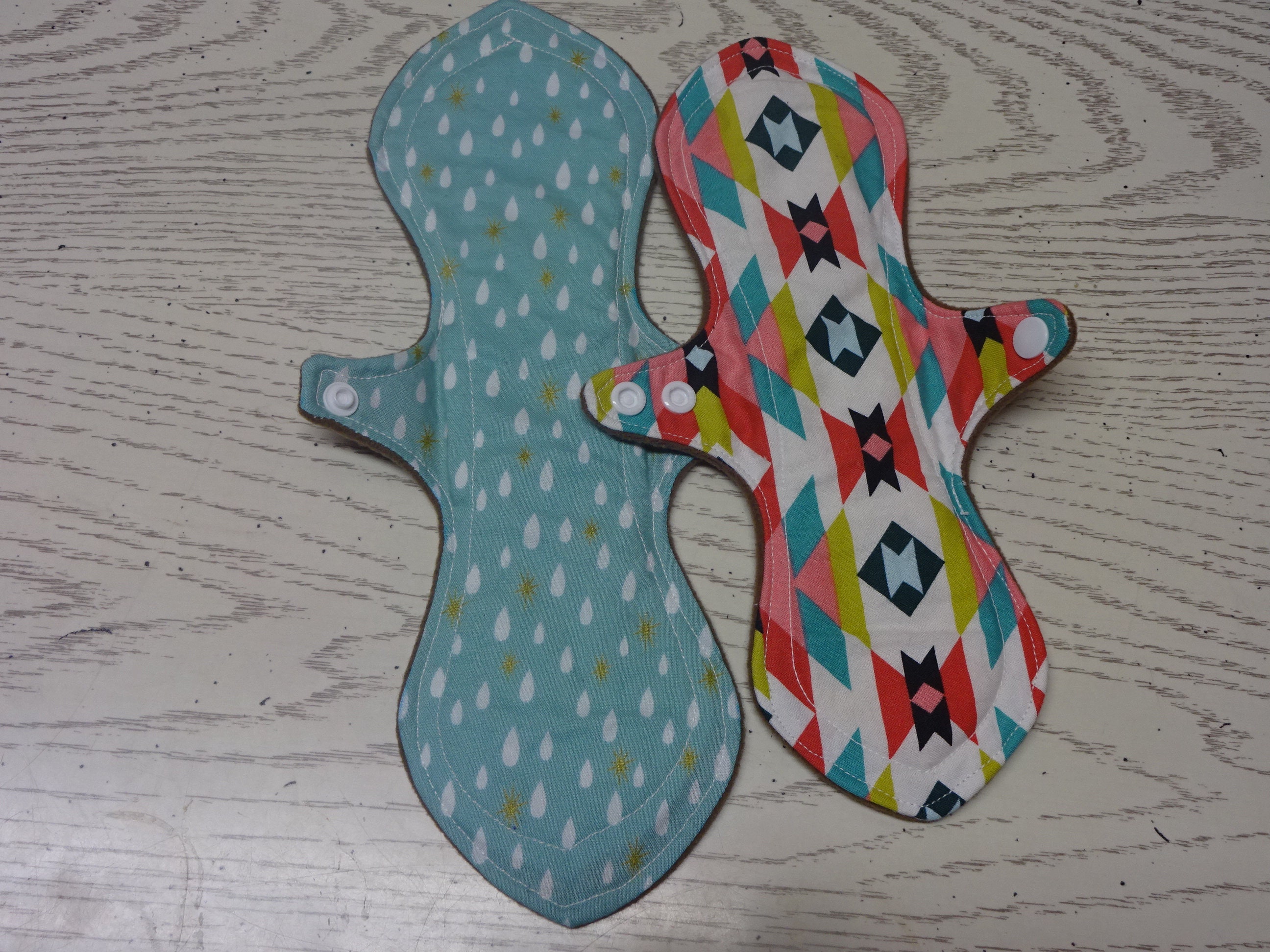 Set of 2 cloth Pads 10.25 inch and 11.5 Organic Cotton Topped medium ...