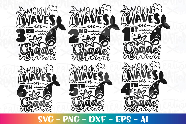 Back to School Bundle Mermaid Svg Making Waves in 1st 6th - Etsy