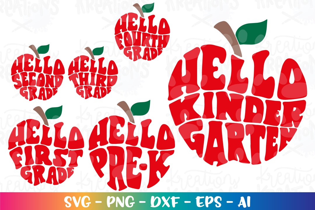 Back to School Bundle SVG Hello 1st - 4th Grade Prek Kinder Retro Print ...