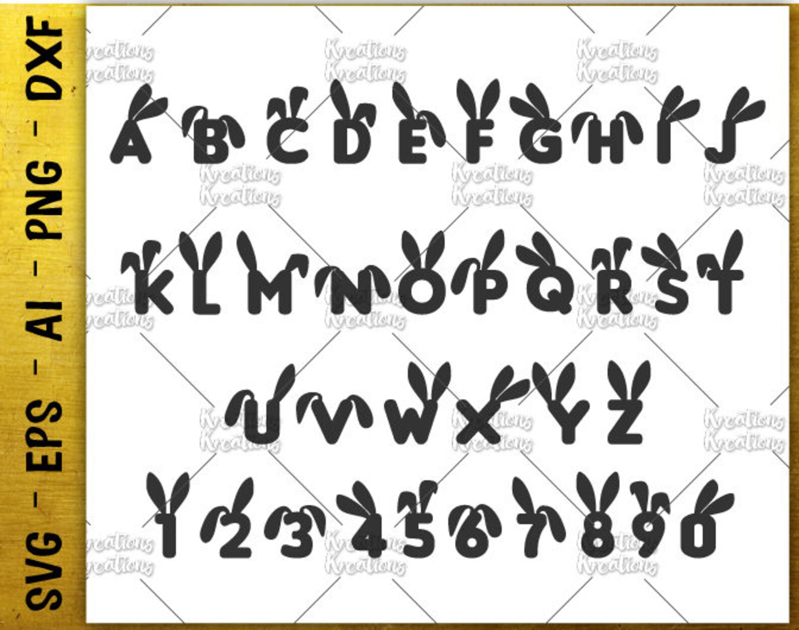 Bunny Ears Font Alphabet Svg Easter Letters and Numbers SVG - Etsy