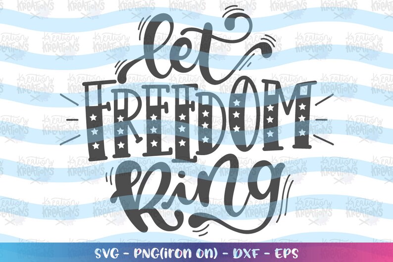 Let Freedom Ring Svg USA Patriotic July 4th Hand Drawn Map | Etsy