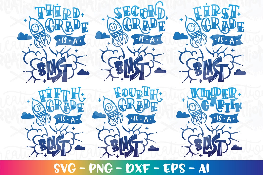 Back to School Bundle Svg Kindergarten to 5th Grade is a BLAST Rocket ...