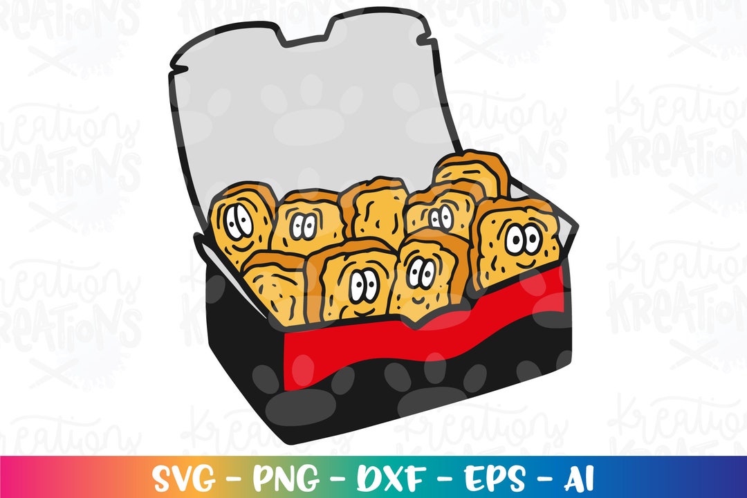 Box of Chicken Nuggets Clipart svg Snacks girl boy iron on print color ...