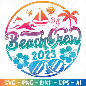 Beach Crew Svg Palm Trees Svg Beach Sunglasses Beach Summer - Etsy