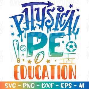 Physical Education Graffiti SVG Back to School Class PE Teacher Iron on ...