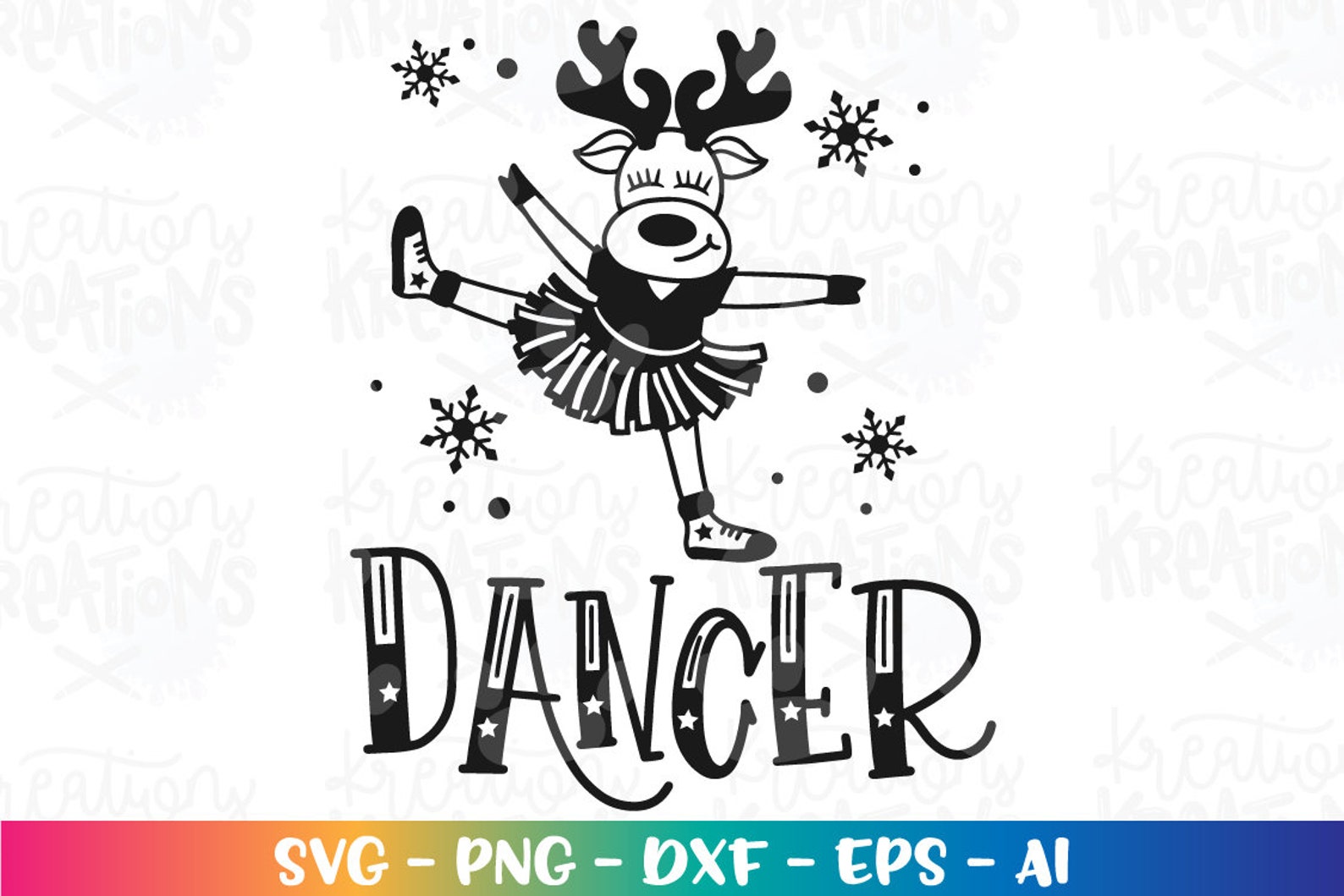 Dancer Reindeer Clipart Cute SVG Gymnastics Christmas Print - Etsy