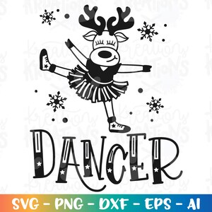 Dancer Reindeer Clipart Cute SVG Gymnastics Christmas Print - Etsy