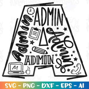 Admin Letter A SVG Administrator Back to School Office Receptionist ...