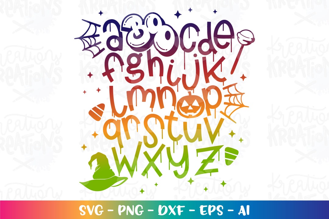 HALLOWEEN Svg ABC Alphabet Boo Kids Cute Boy Girl Hand Lettered Print ...