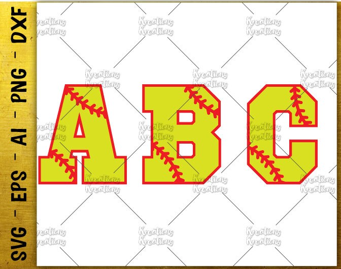 Softball Alphabet svg Softball font svg baseball alphabet SVG | Etsy