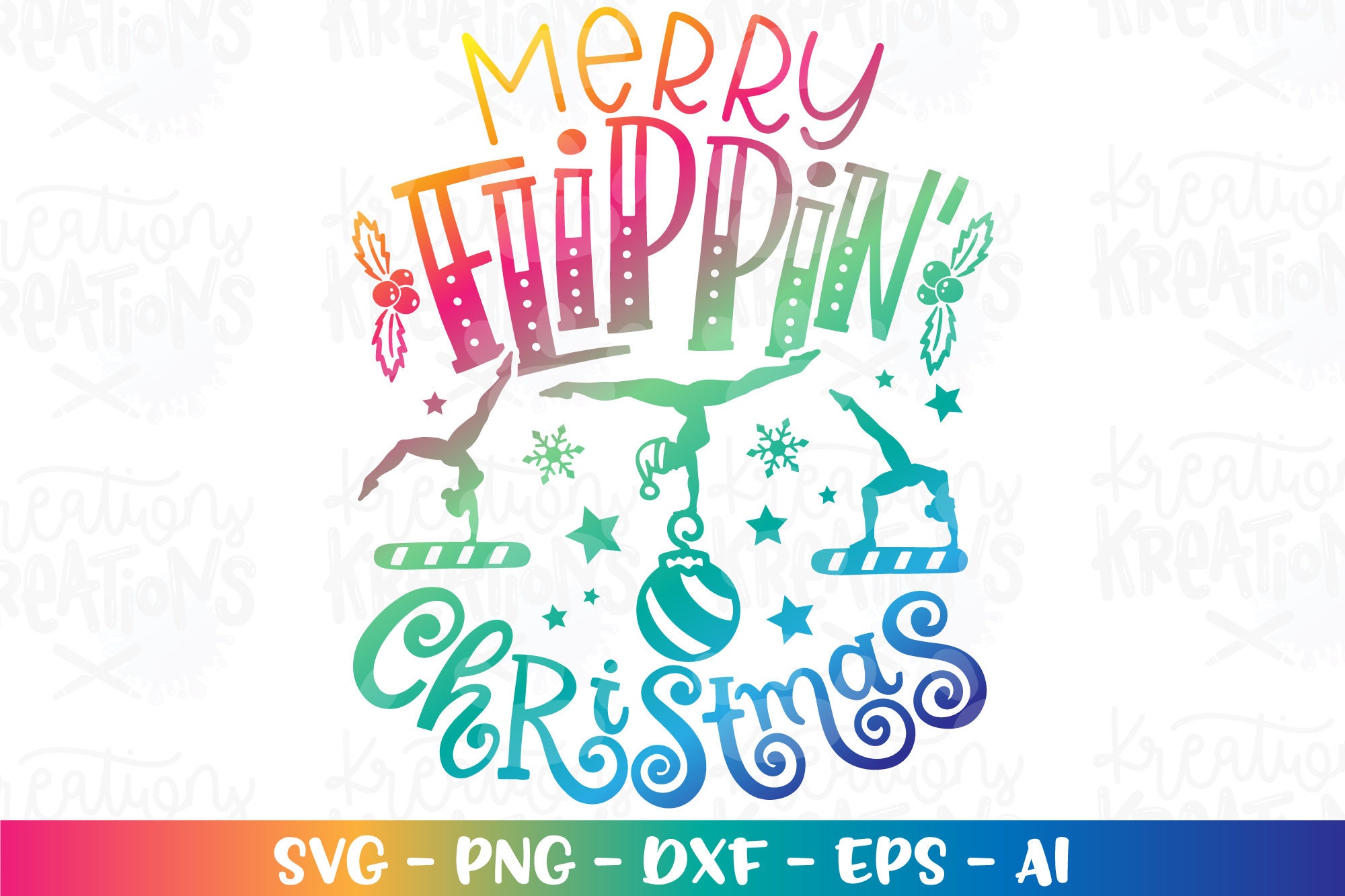 Merry Flippin' Christmas SVG Gymnastics Christmas Theme - Etsy
