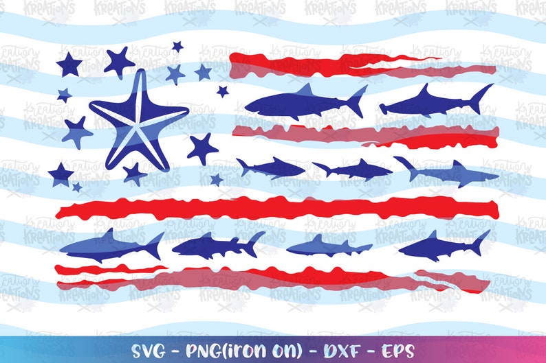 Shark Flag usa flag distress svg patriotic sharks clipart | Etsy