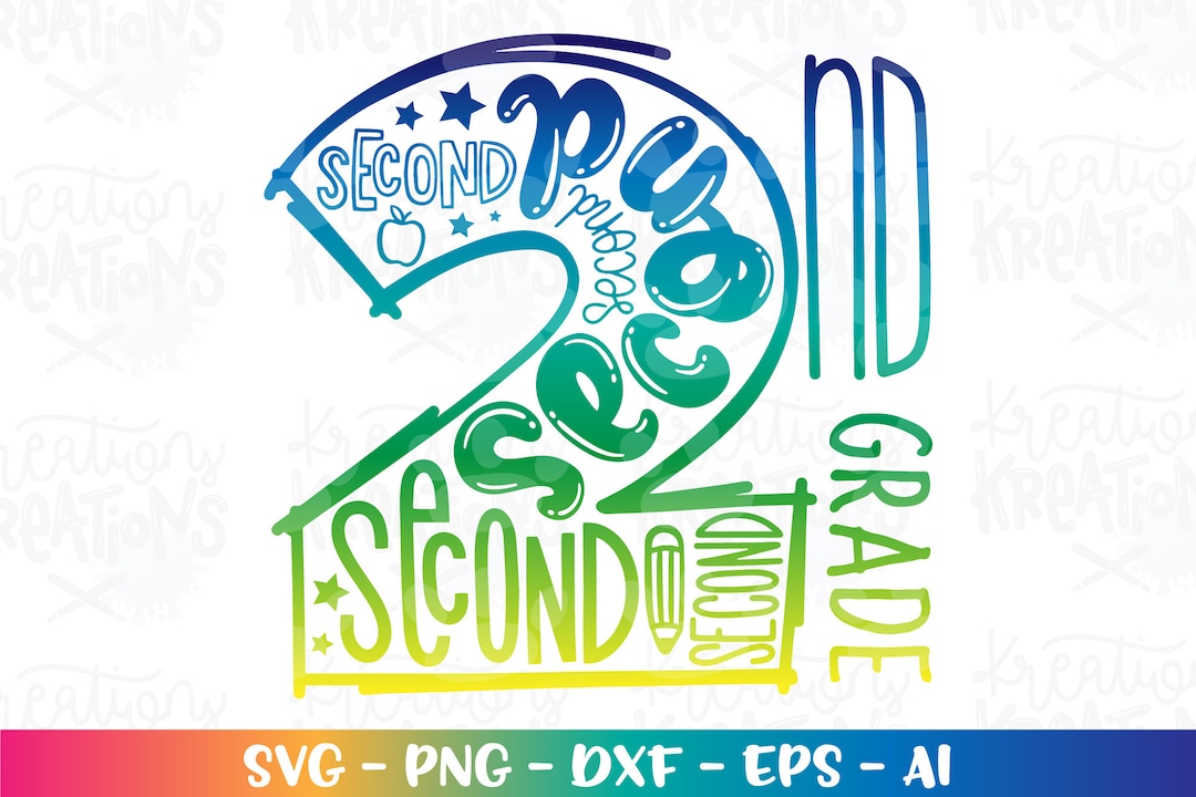 Back to School Svg Second Grade Svg Hand Lettered Hand Drawn Color Kids ...