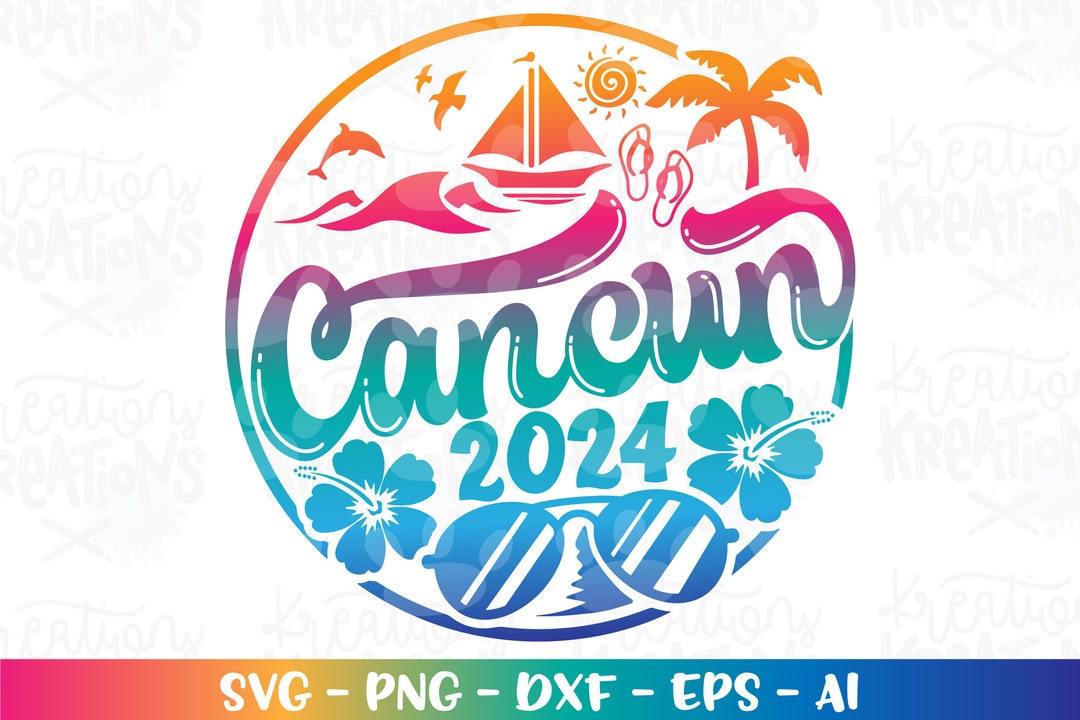 CANCUN Beach Svg Mexico Summer Beach Emblem Svg Hand Drawn Print Decal ...