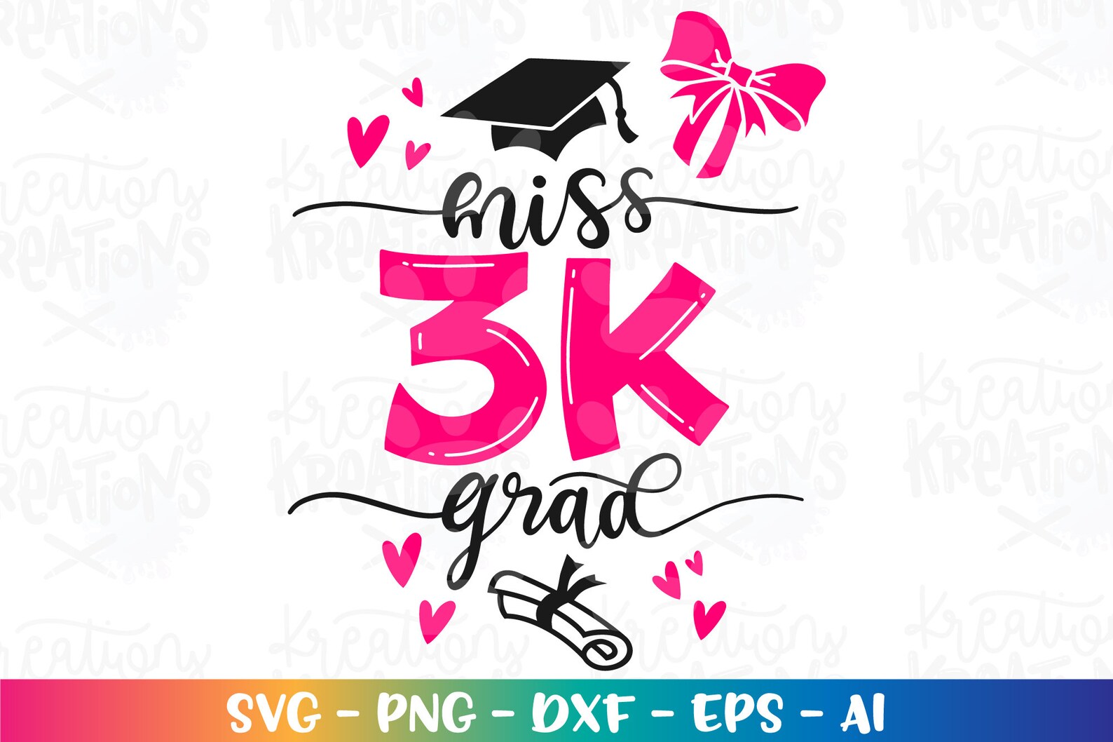 Graduation Svg Miss 3K Grad Svg 3K Cute Girly Bow Svg Print - Etsy