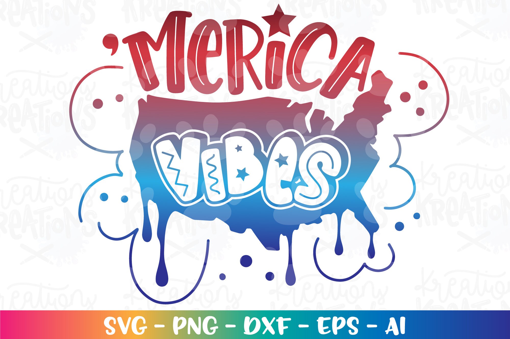 Merica VIBES America Svg Patriotic Svg 4th of July Svg Iron on Print ...