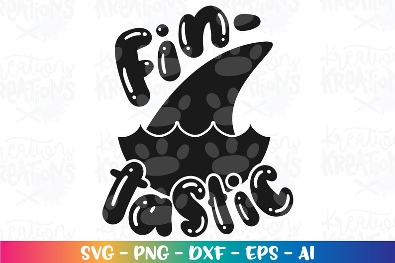 Fin-tastic Svg Shark Fin Kids Summer Beach Funny Tee Design - Etsy