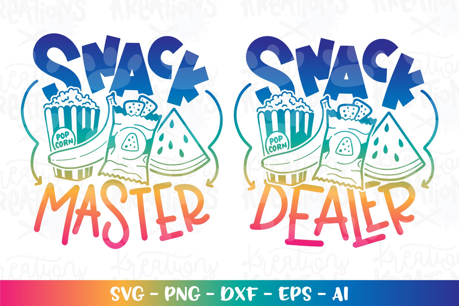 Snack Dealer SVG Snack Master SVG Popcorn Chips Banana Watermelon ...