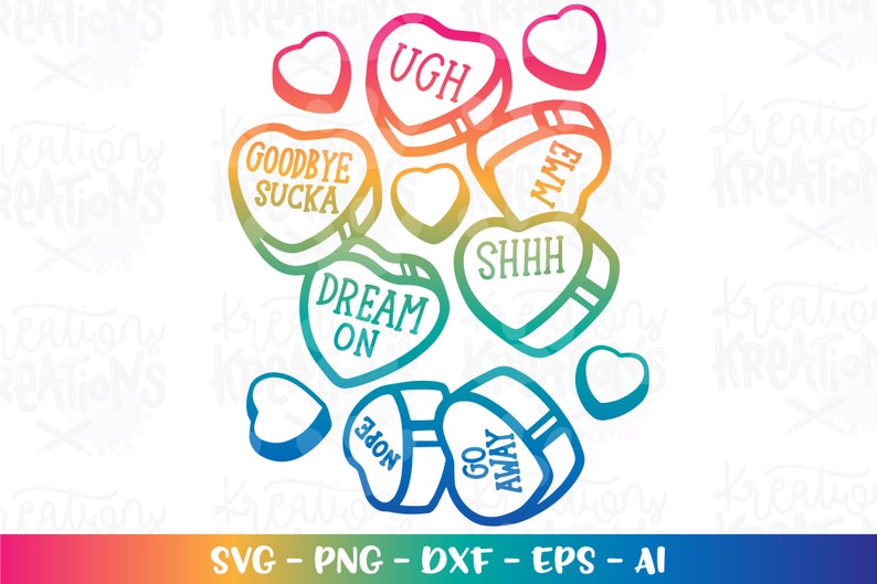 Candy Hearts SVG Rejection Sayings Valentine's Day Funny - Etsy