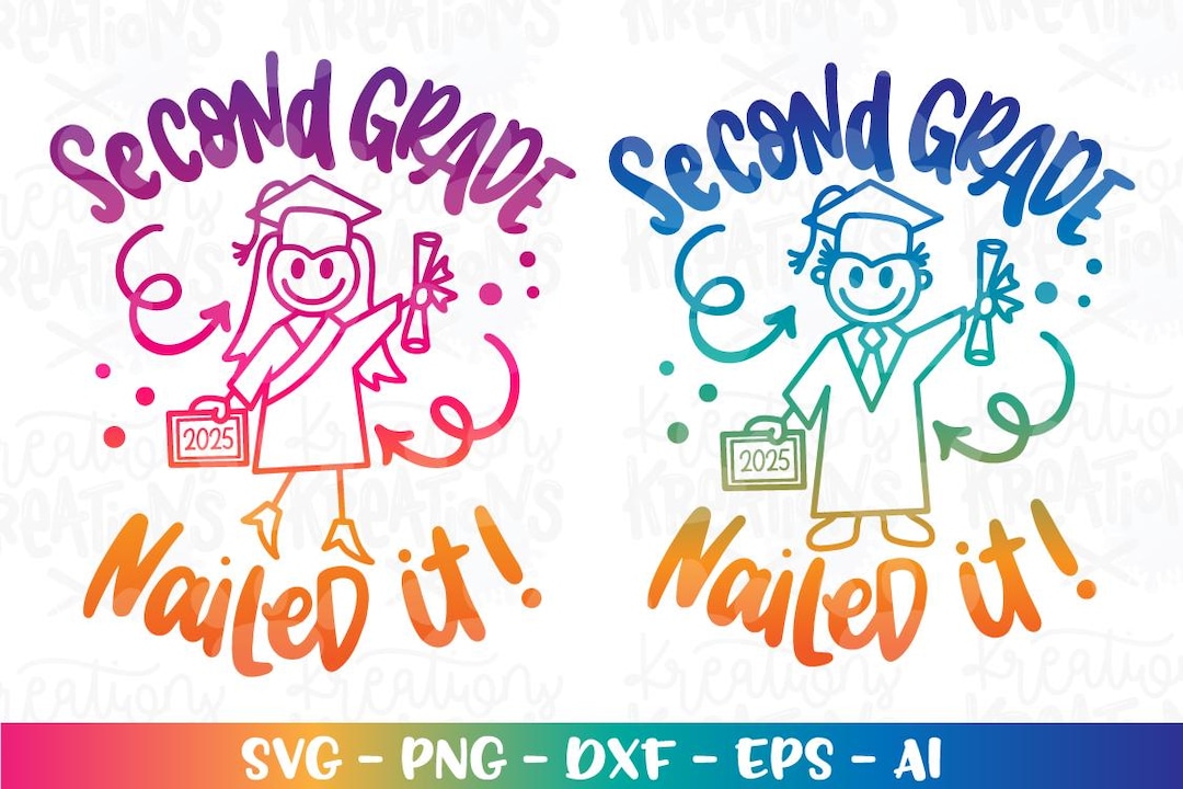 Graduation SVG Second 2nd Grade NAILED IT! Cute Boy and Girl Clipart ...