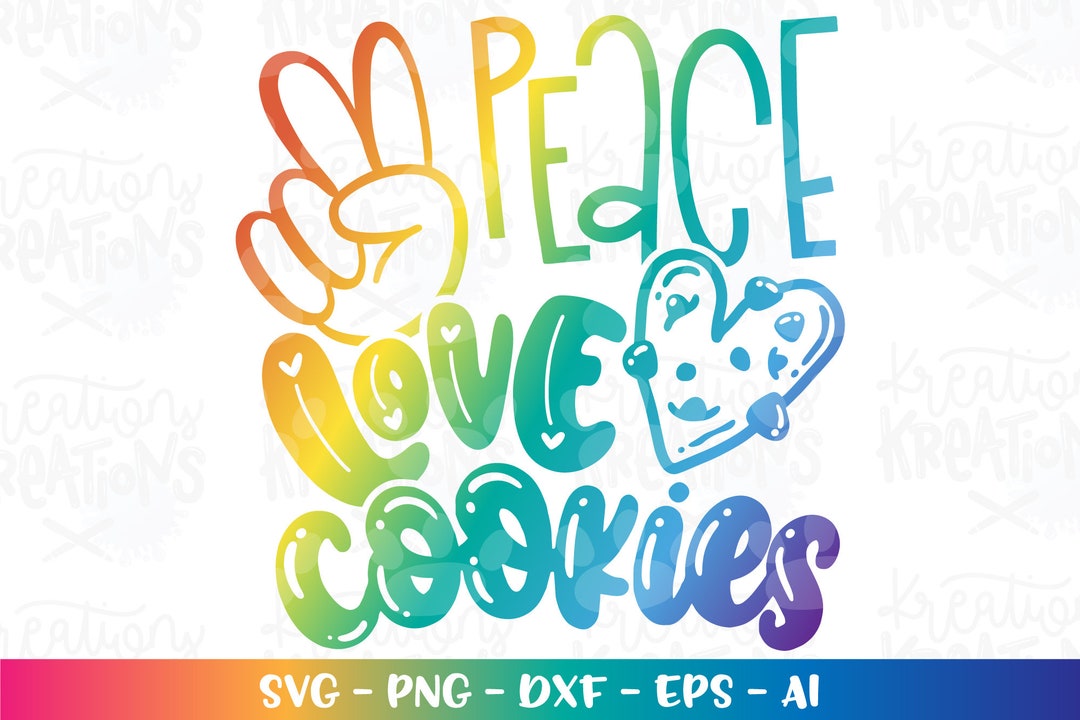 Peace Love Cookies Svg Bake Baking Snack Apron Heart Cute Print Iron on ...