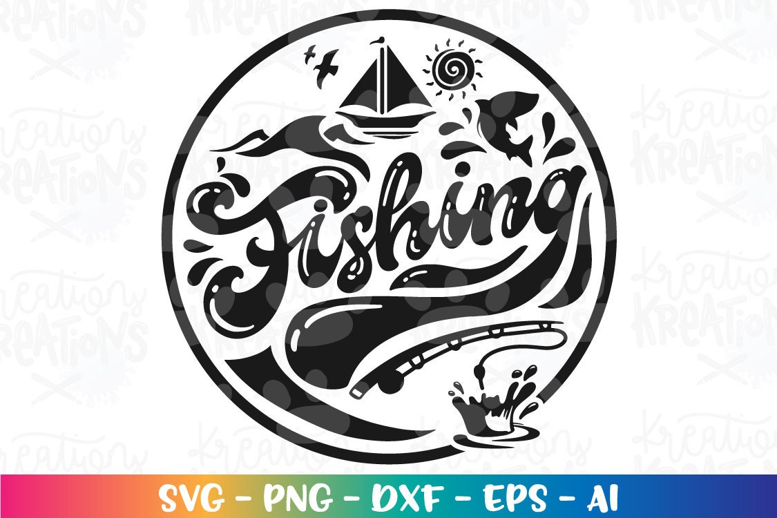 Fishing SVG Hand Drawn Svg Fishing Emblem Svg Fishing Rod Fish - Etsy