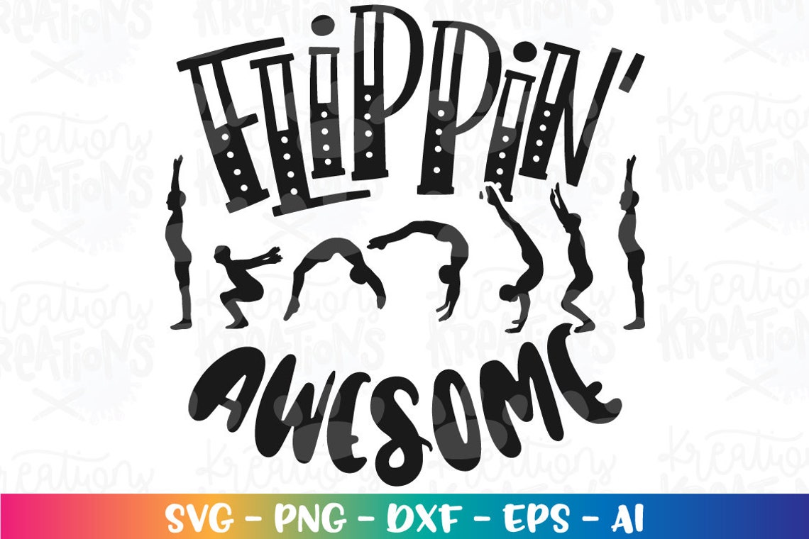 Flippin' Awesome SVG Gymnastics Boy Tumbling Print Iron on - Etsy