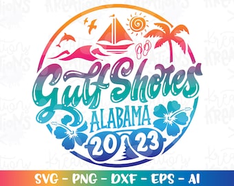 Gulf Shores Svg Summer Beaches Emblem USA Print Iron on Design - Etsy