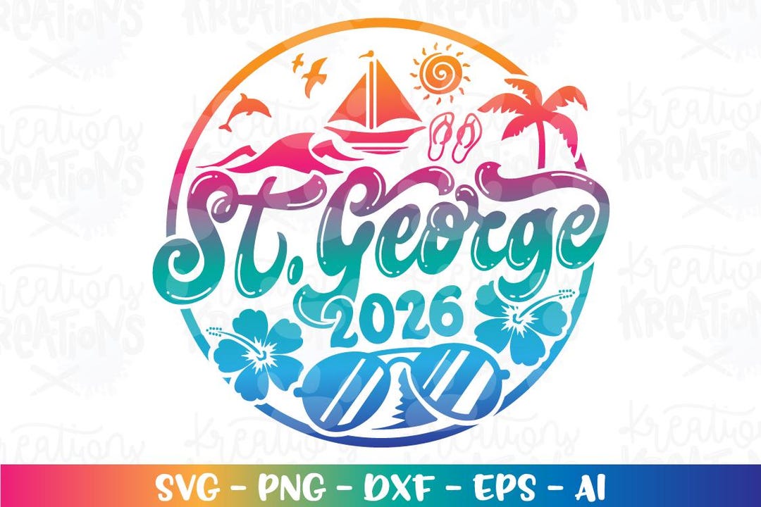 ST GEORGE Svg Summer Beach Emblem Svg Islands Print Decal Iron on Cut ...