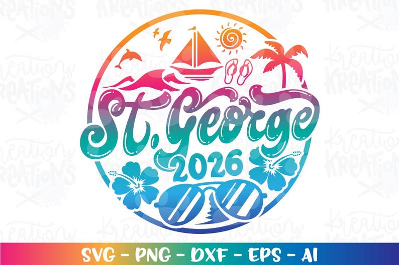 ST GEORGE Svg Summer Beach Emblem Svg Islands Print Decal Iron on Cut ...