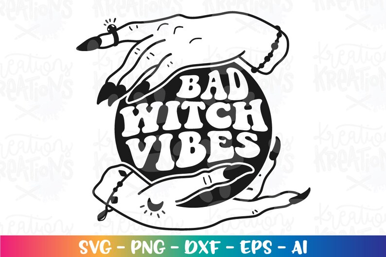 Halloween Svg Bad Witch Vibes SVG Witch Crystal Ball Print Iron on ...