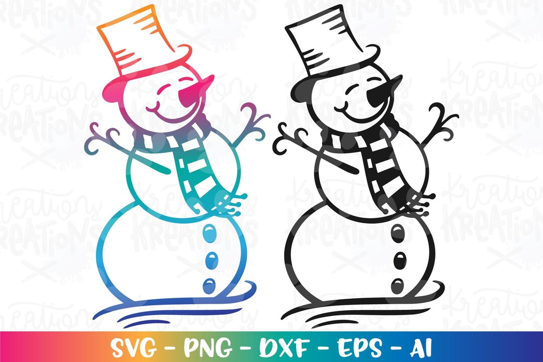 Snowman Clip Art SVG Happy Cute Snowman Christmas Winter Snow Kids ...