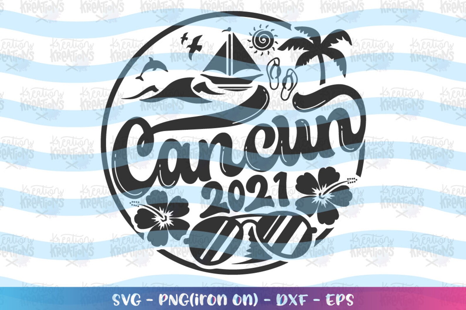 CANCUN Beach svg Mexico Summer Beach emblem svg hand drawn | Etsy