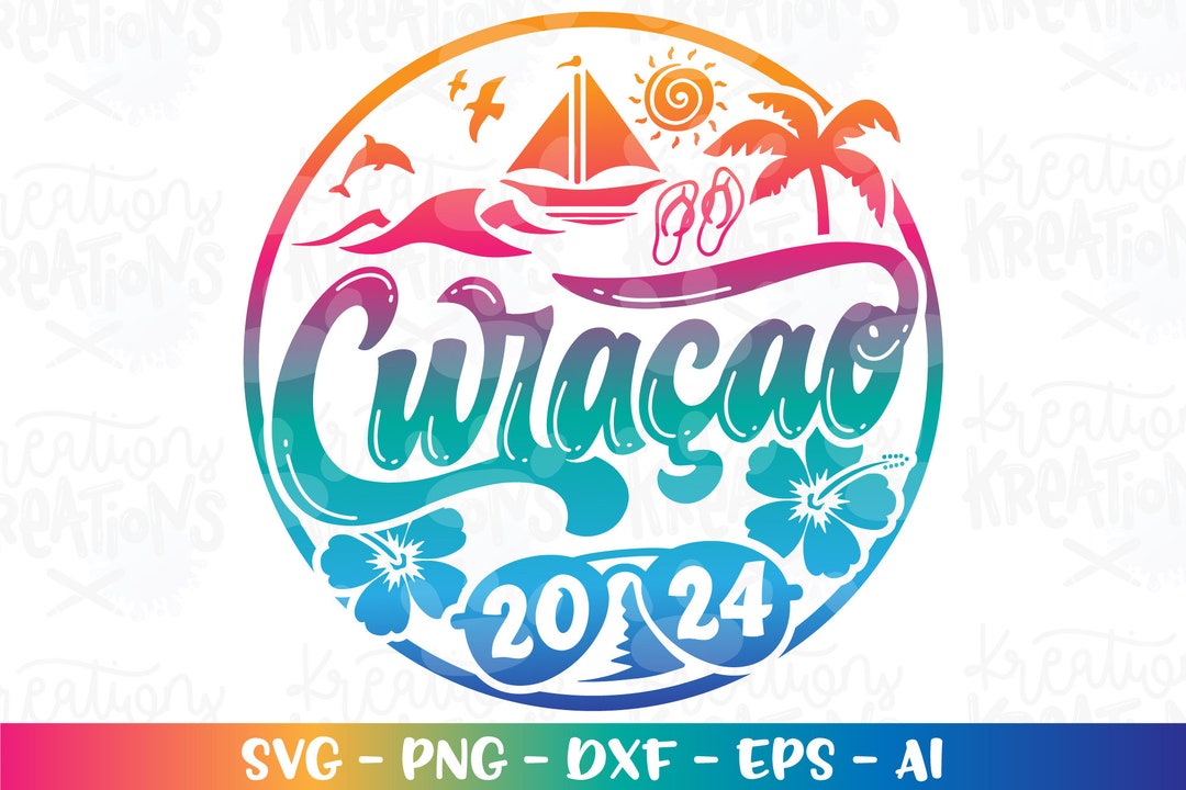 Curacao Svg Summer Beach Emblem Trinidad America Caribbean Print Decal ...