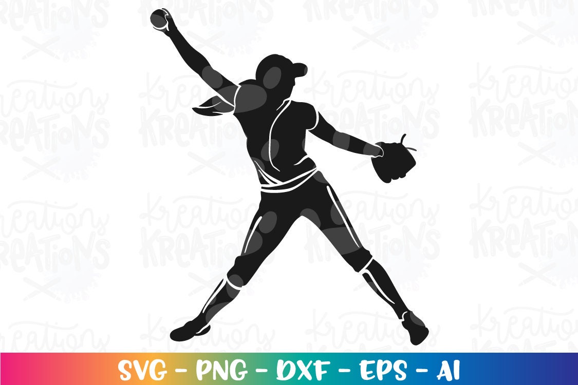 Pitcher Girl Clipart SVG Softball Pitcher Girl Iron on Print Silhouette ...
