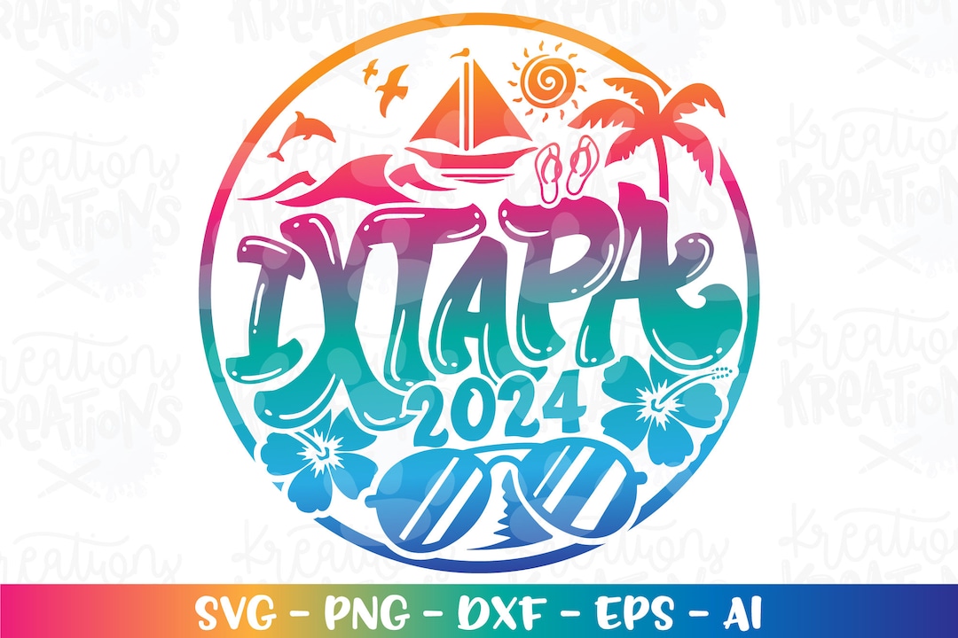 IXTAPA Beach Svg Mexico Summer Beach Emblem Svg Hand Drawn Print Decal ...