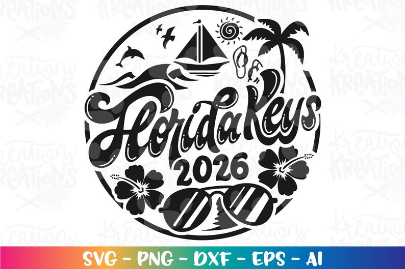 Florida Keys Svg Summer Beach Tropical 2026 Vacation Destination Print ...