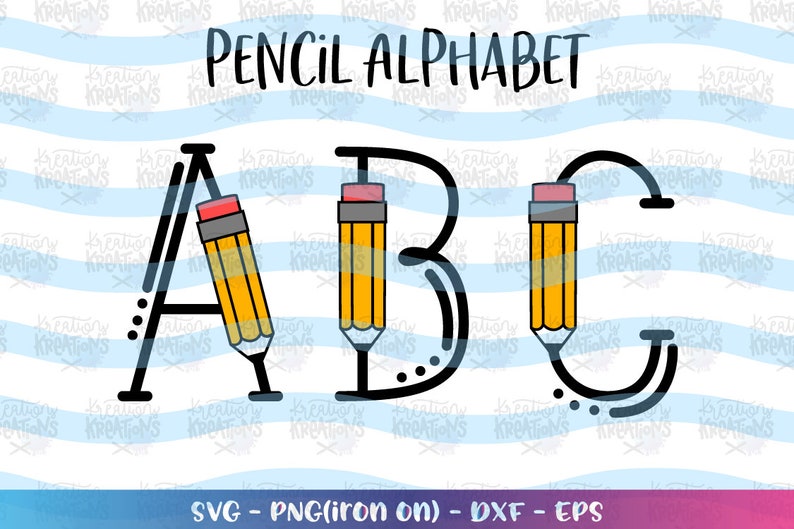 Pencil Alphabet Letters Font Svg School Teacher Theme Letters | Etsy