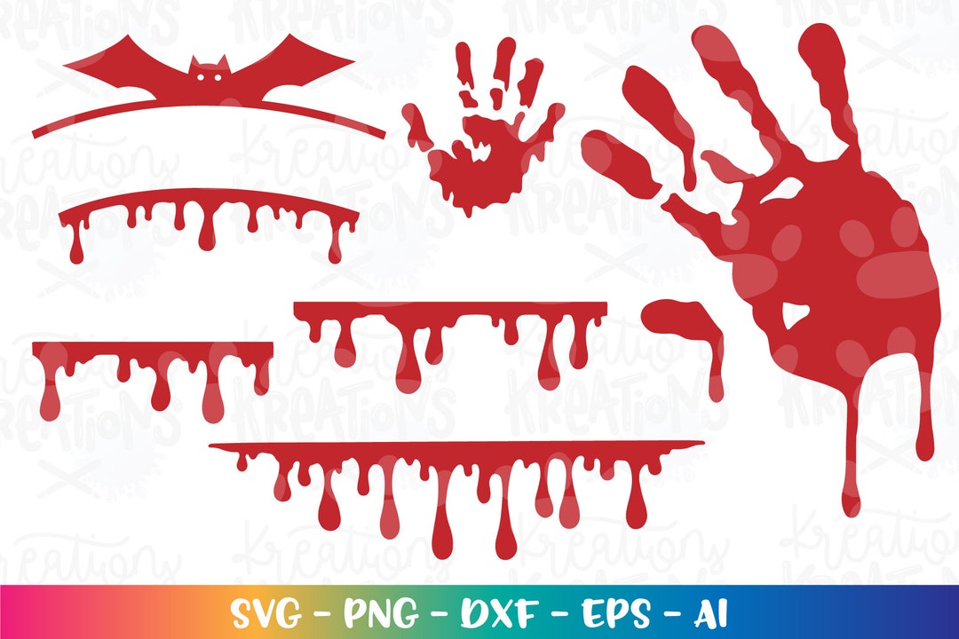 Hand Splatter Banner Blood Svg Halloween Bloody Border Dripping ...