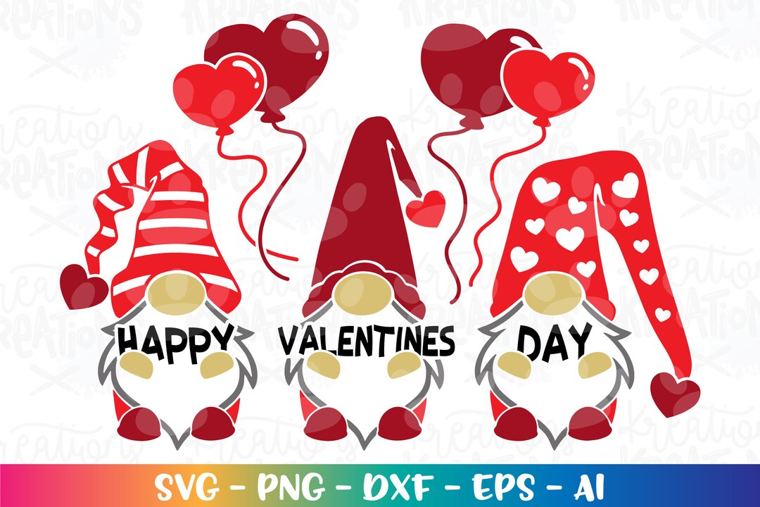 Gnome SVG Happy Valentine's Day Gnome Clipart Nordic Cute Hearts Gnomes ...