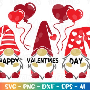 Gnome SVG Happy Valentine's Day Gnome Clipart Nordic Cute Hearts Gnomes ...