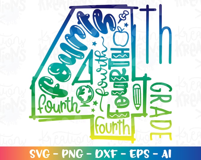Back to School Svg Fourth Grade 4th Grade Color Kids Girl Boy - Etsy