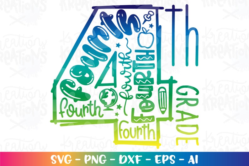 Back to School Svg Fourth Grade 4th Grade Color Kids Girl Boy - Etsy