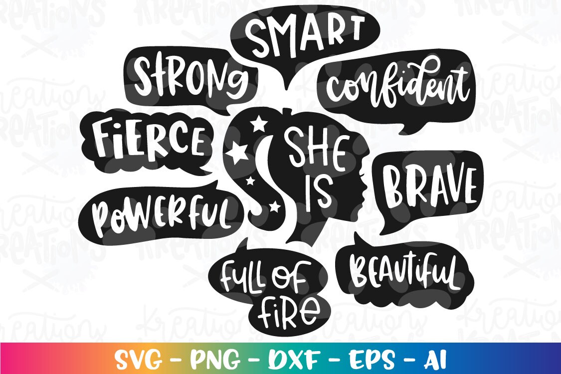 She is Fierce Svg Strong Beautiful Confident Brave Smart Print Iron on ...