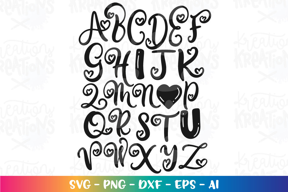 ABC Alphabet I Love You Letters Heart Shapes Svg | Etsy
