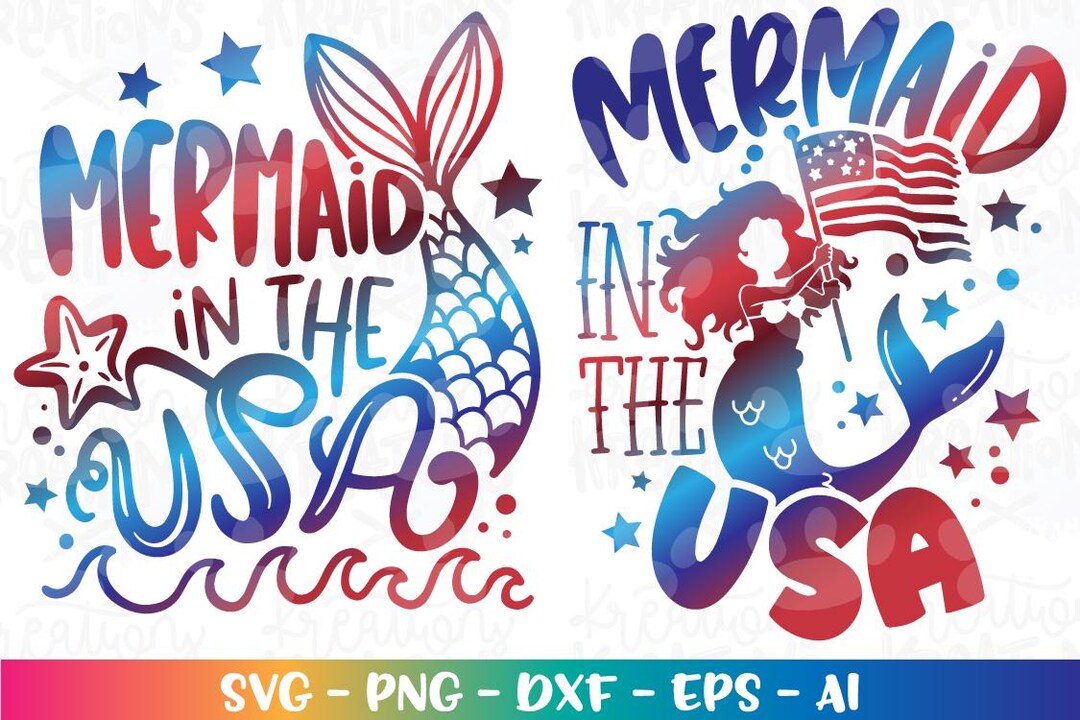 Mermaid in the USA Svg 4th of July Svg Cute USA Mermaid Svg Girl Iron ...