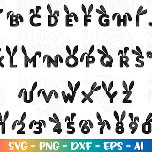 Bunny Ears Font Alphabet Svg Easter Letters and Numbers SVG Cut Cutting ...