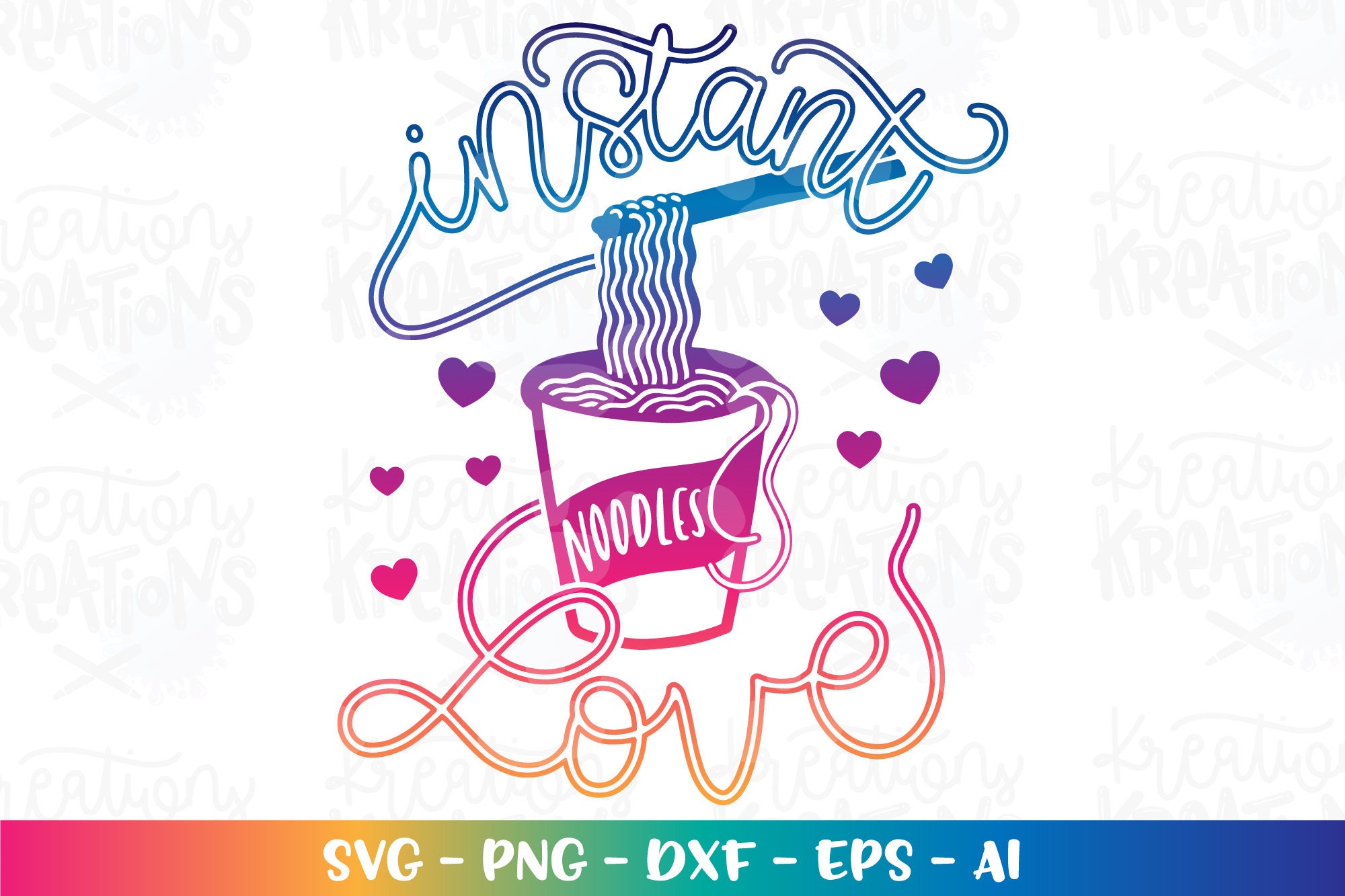Instant Love SVG Noodles Ramen Funny Love Valentine's Day - Etsy