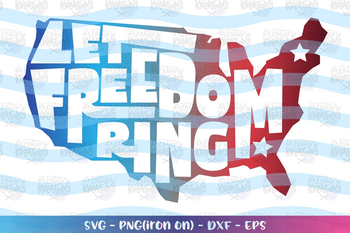 Let Freedom Ring svg USA america merica hand drawn map decal | Etsy